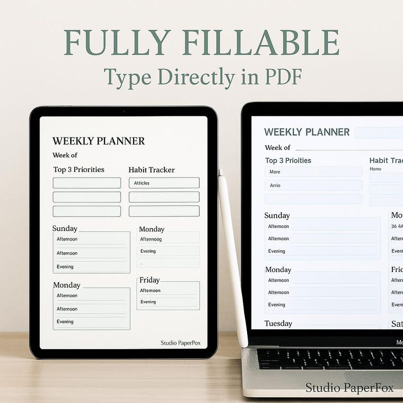 Botanical Weekly Planner | Printable, Fillable Habit Tracker (PDF ...