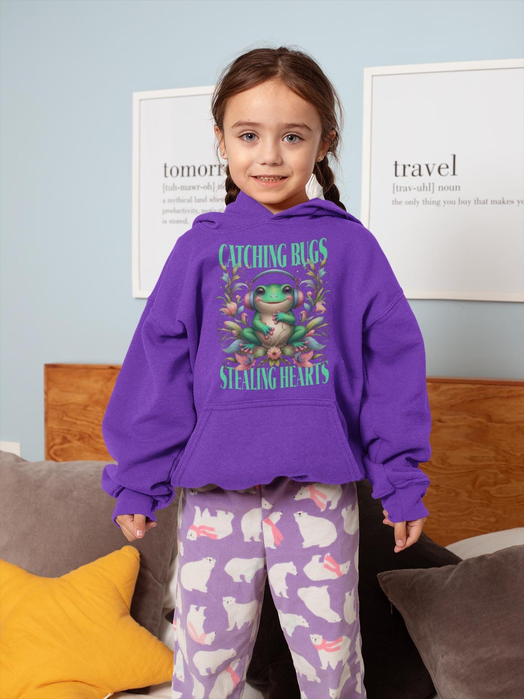Catching Bugs & Stealing Hearts Frog Designtoddler Hoodie | Cute Frog ...