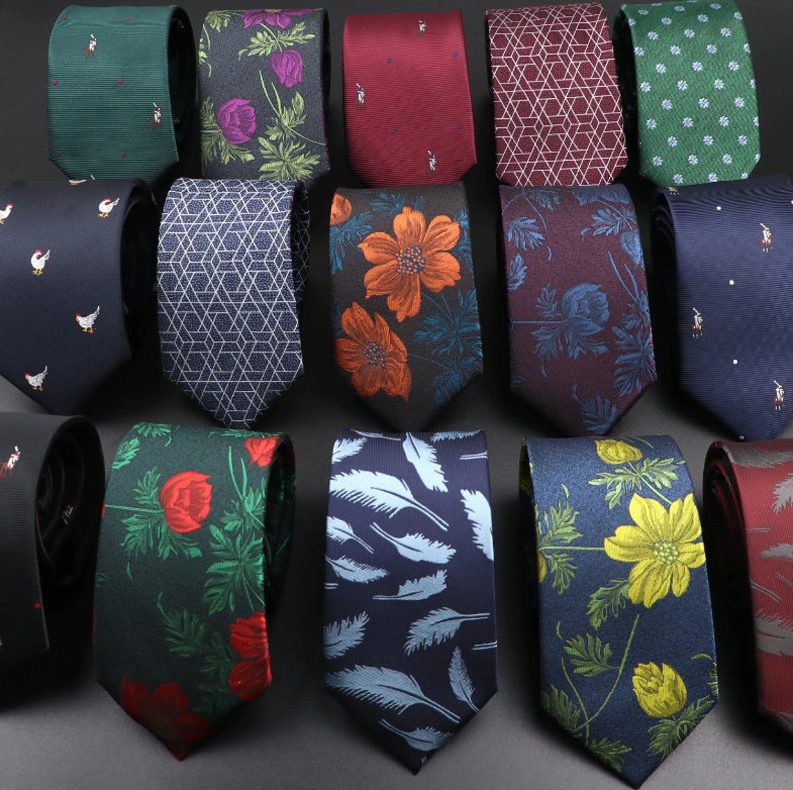 20 Styles Novelty Men's Tie Floral Feather Elk Geometric - Etsy