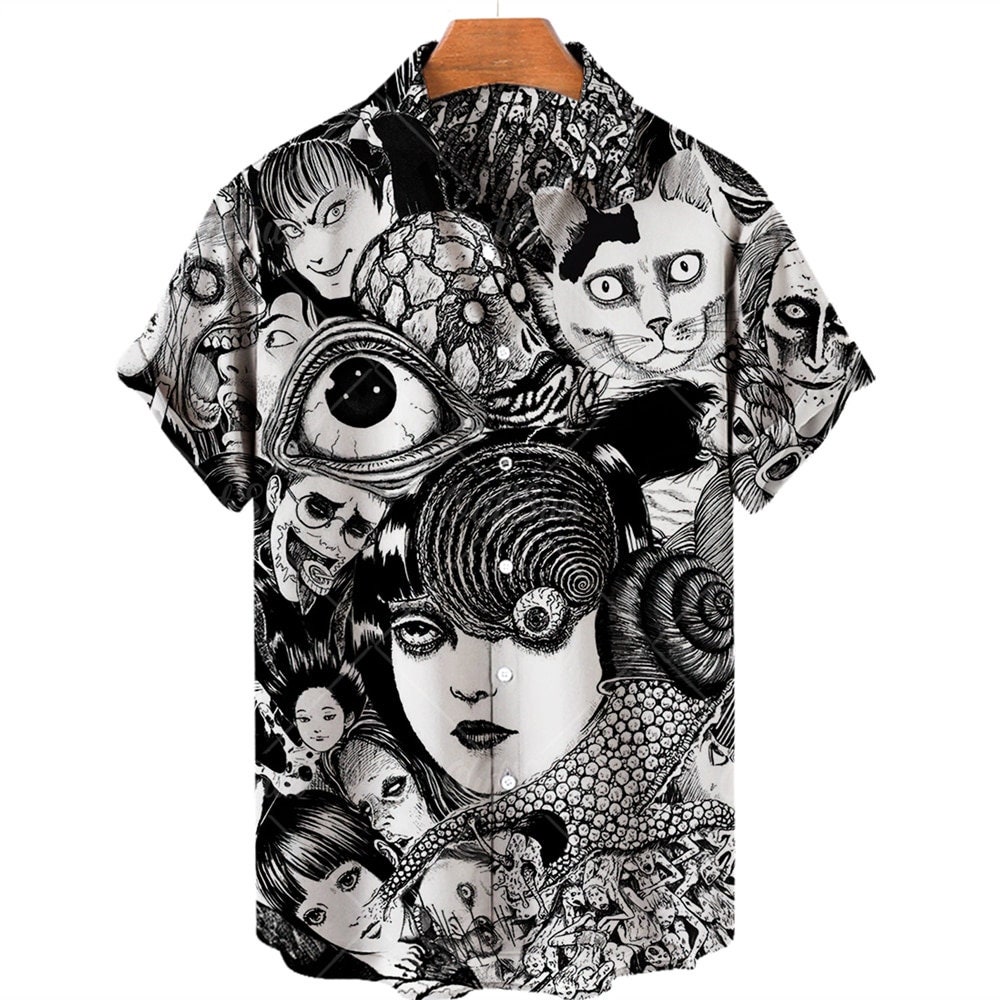 Summer Horror Tomie JunIto T-Shirts 3D Printed Horror Pattern Hawaiian ...