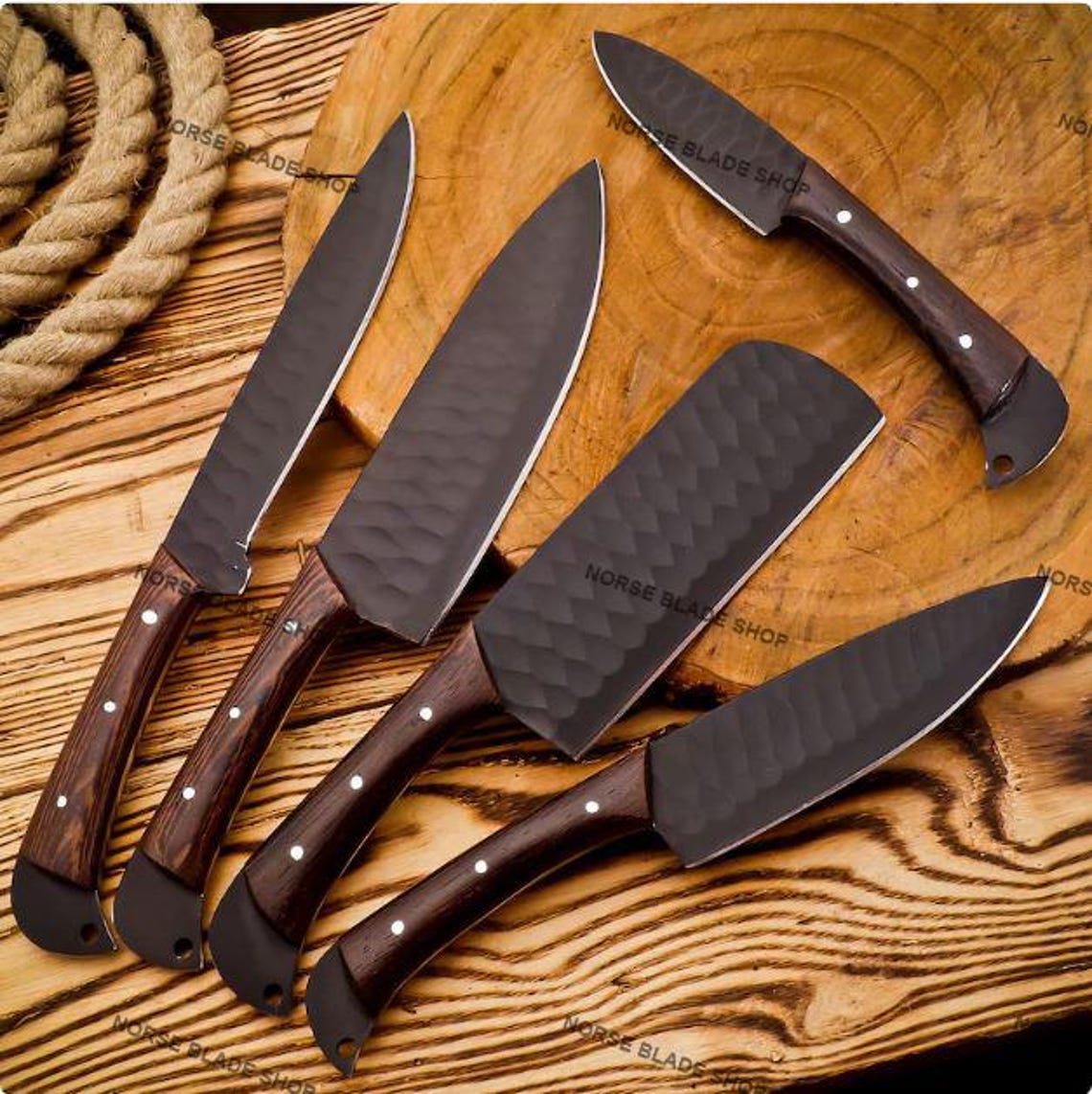 Handmade Damascus 5 Pieces Chef Set, BBQ Knife for Professional Chef ...