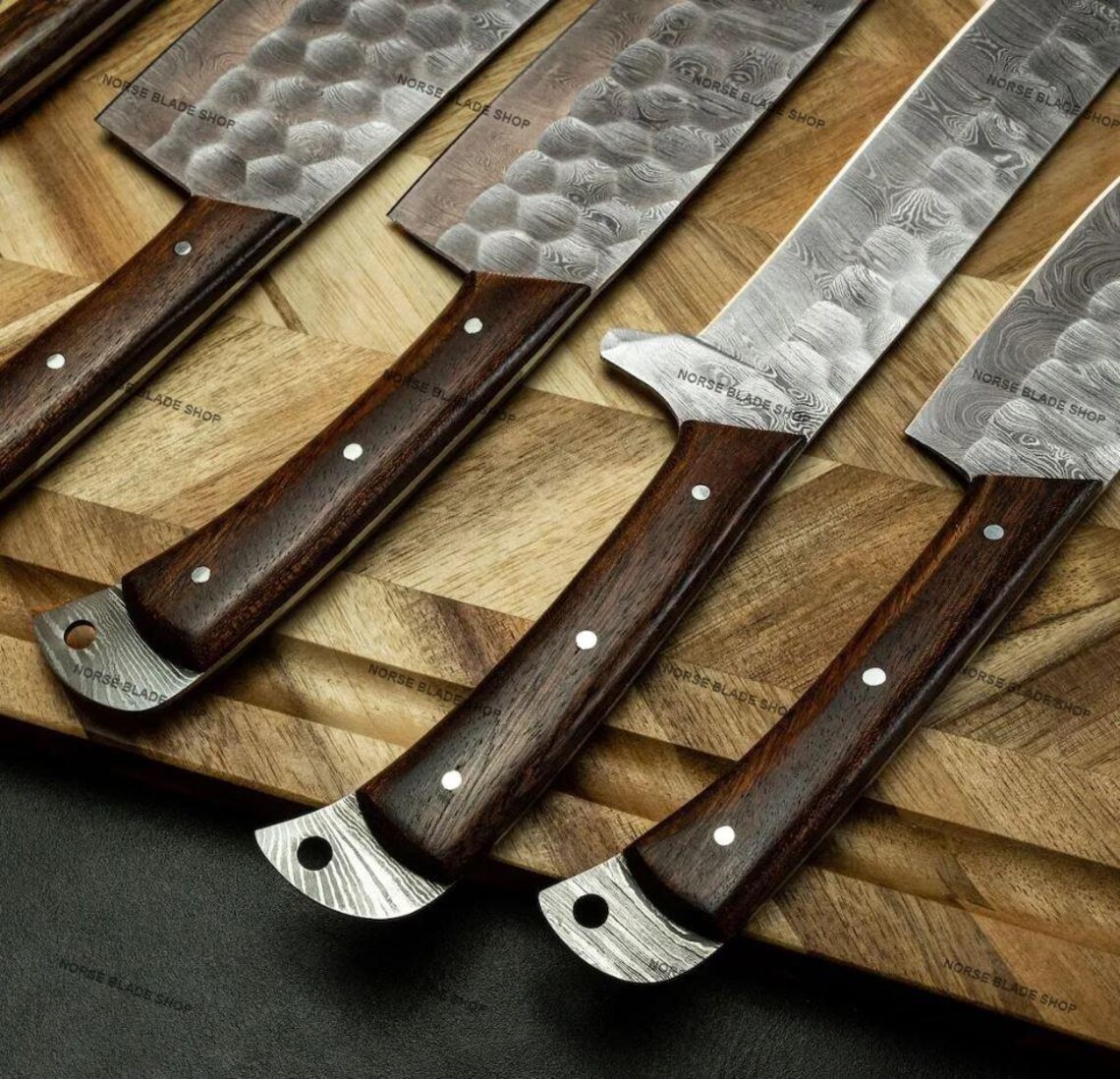 Handmade Damascus 5 Pieces Chef Set, BBQ Knife for Professional Chef ...
