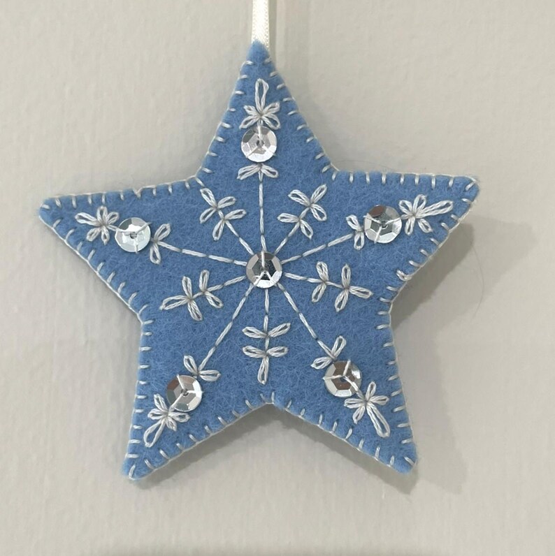 Merino Wool Embroidered Hanging Star Ornament - Etsy