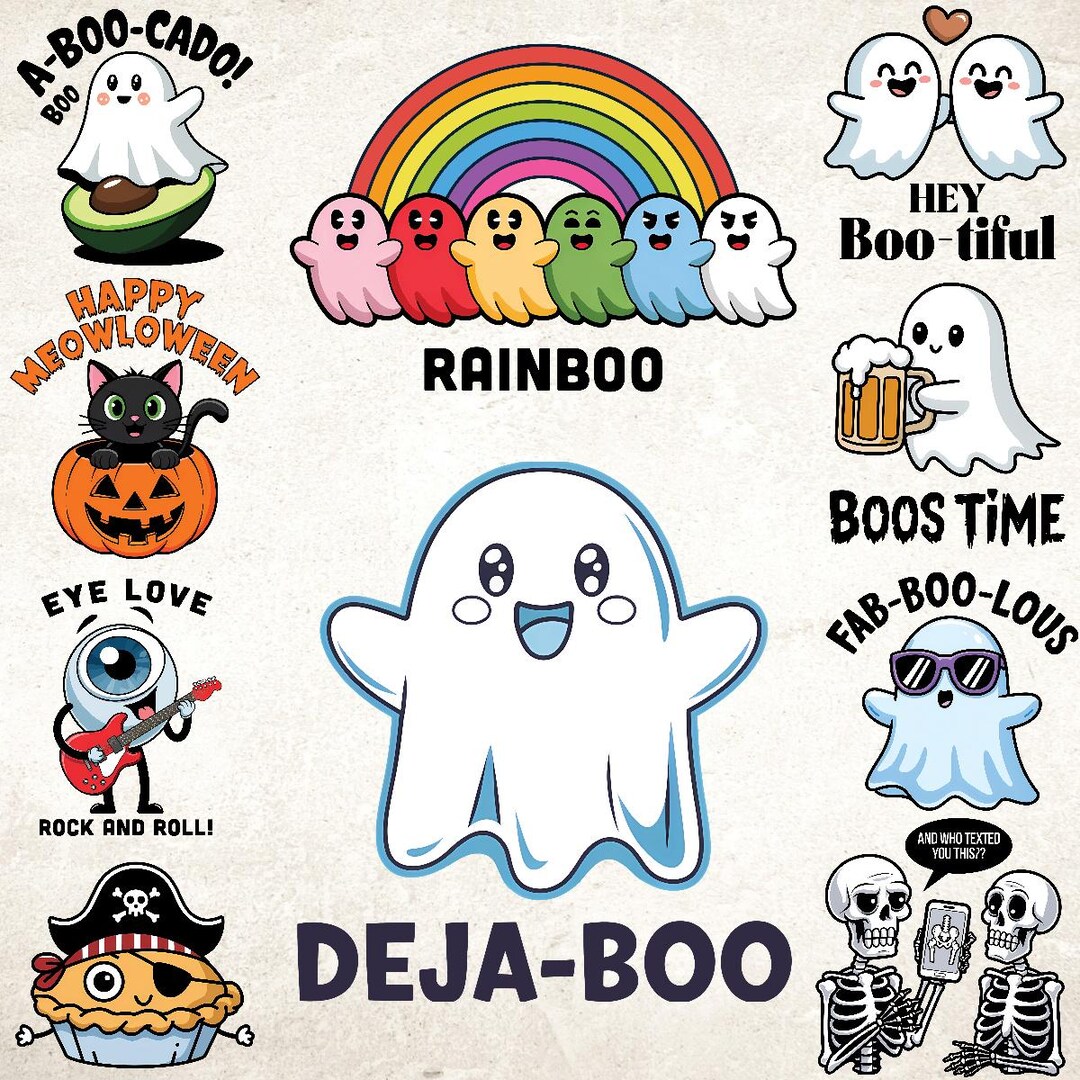 Halloween Cute Pun PNG Bundle, Funny Ghost Clipart Png, Boo Puns Png ...