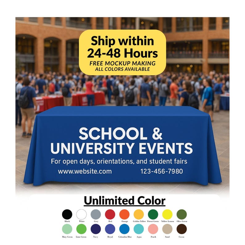 Custom School University Event Table Cover With Logo and Address ...