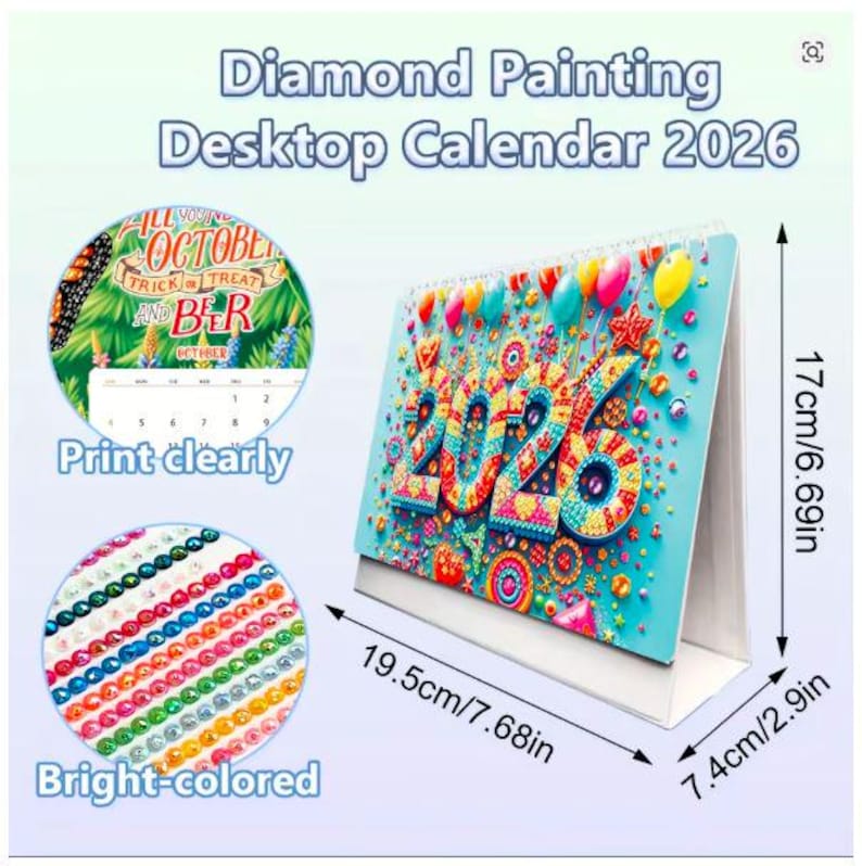 DIY 2026 Diamond Art Desk Calendar | Crystal Painting Kit - Etsy