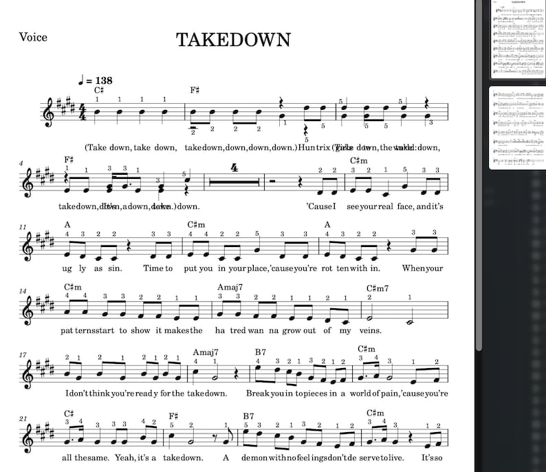 TAKE DOWN - Kpop Demon Hunters Easy Piano Sheet Music (printable PDF ...