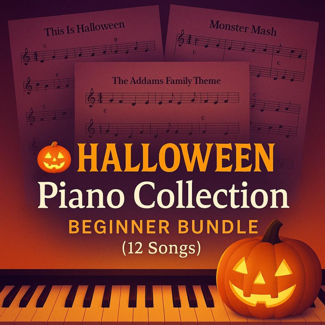 Halloween Piano Sheet Music: Beginner Bundle (12 Songs) (printable PDF ...