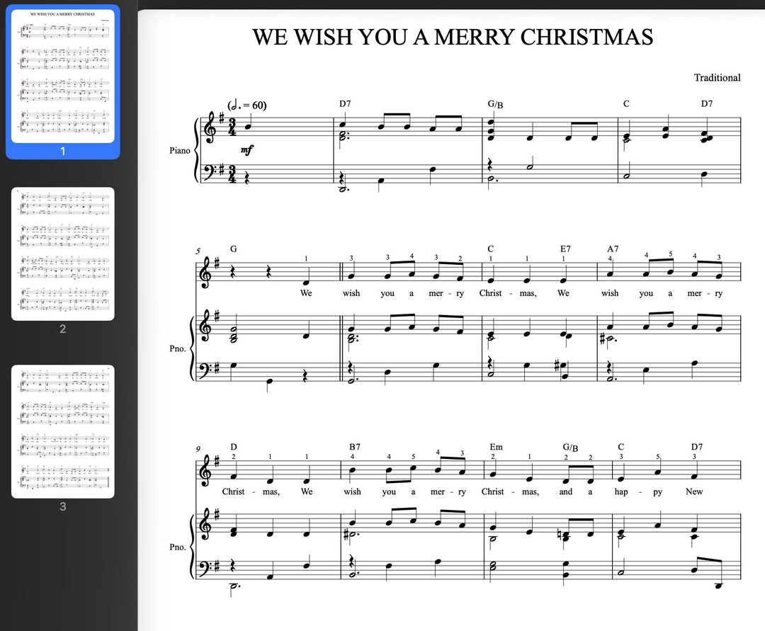 We Wish You A Merry Christmas Piano Sheet Music: Easy Holiday Carol ...