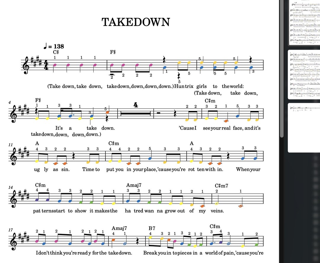 TAKE DOWN - Kpop Demon Hunters Easy Piano Sheet Music (printable PDF ...