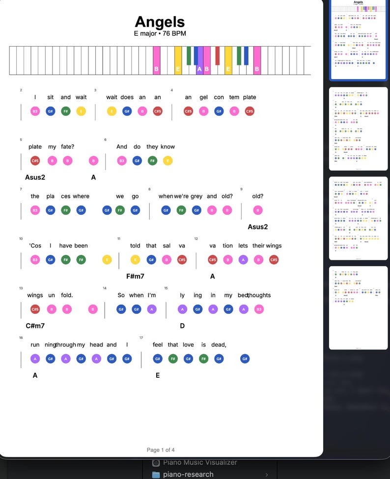 Angels Piano Sheet Music - Beginner Lead Sheet With Chords (printable ...