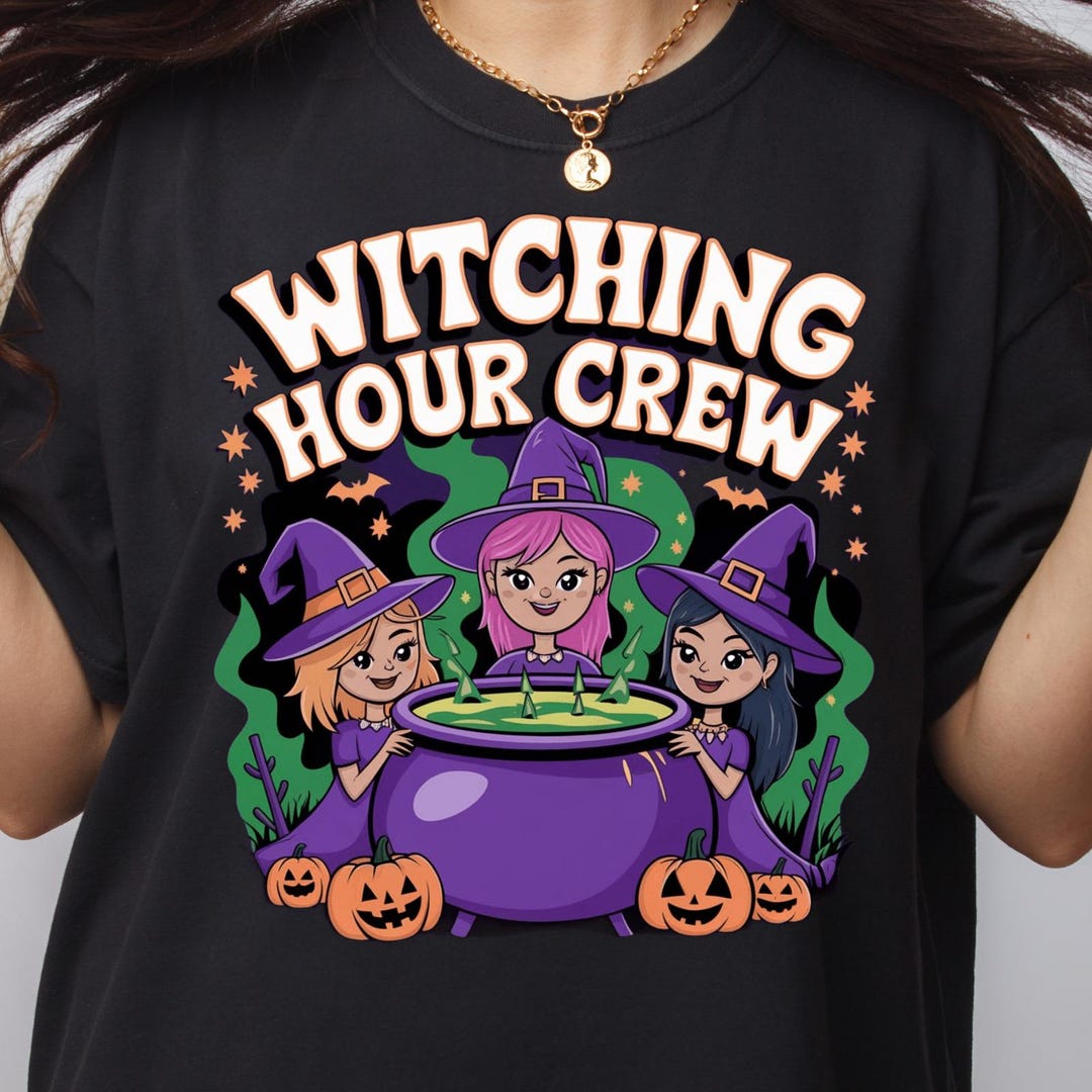 Witching Hour Crew T-shirt – Cute Witches Halloween Unisex Shirt ...