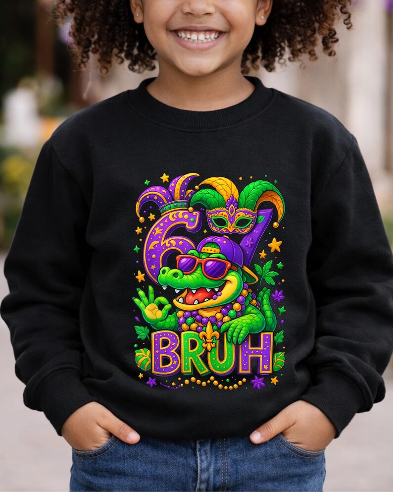 Camiseta infantil de caimán de Mardi Gras, divertida camiseta festiva ...