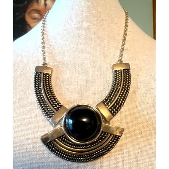 7 Charming Sisters Black Gold Bib Necklace Etsy