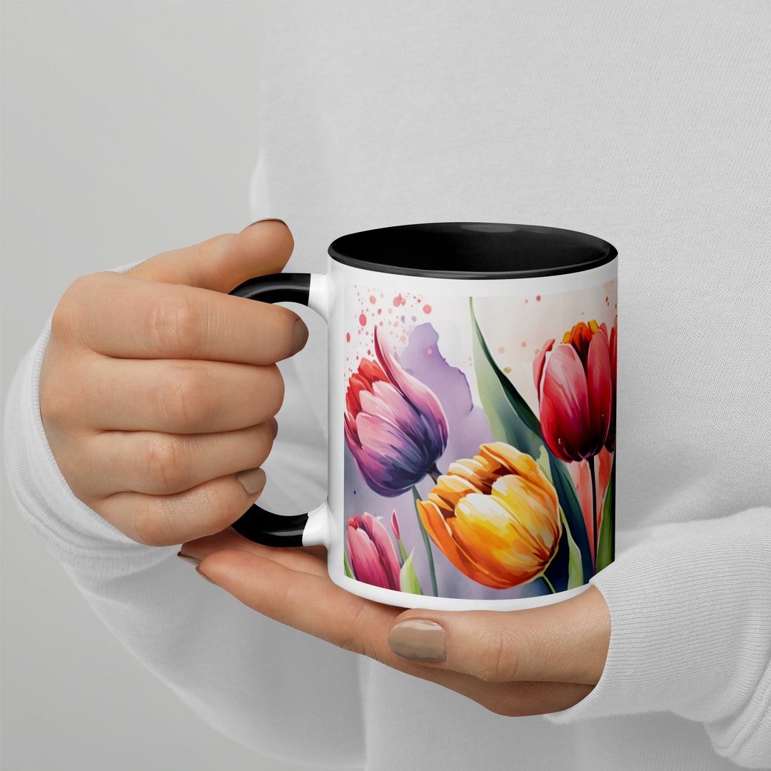 Tulip Mug With Color Inside Girlfriend Gift Flower Scenic Coworker ...