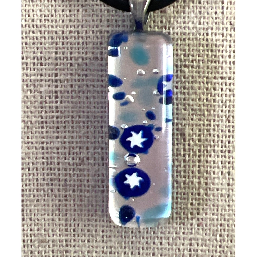 Dichroic Glass Blue Star Gaze Pendant -- 18" - Etsy