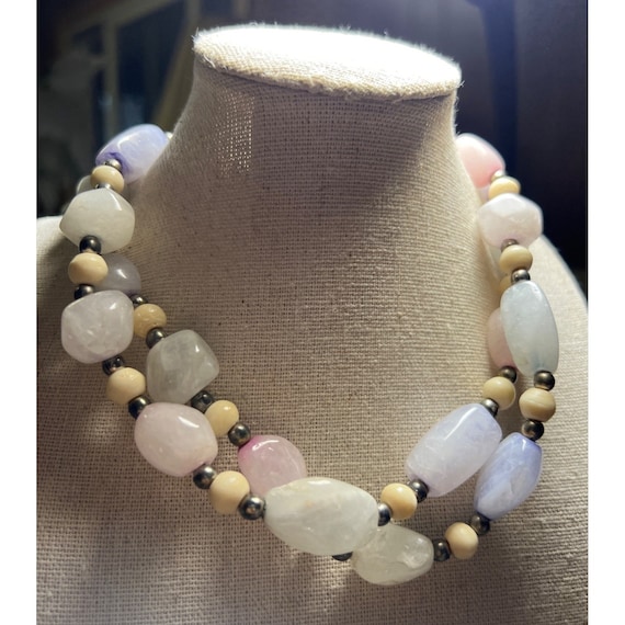 Pastel Quartz Bead Necklace --30" - Gem