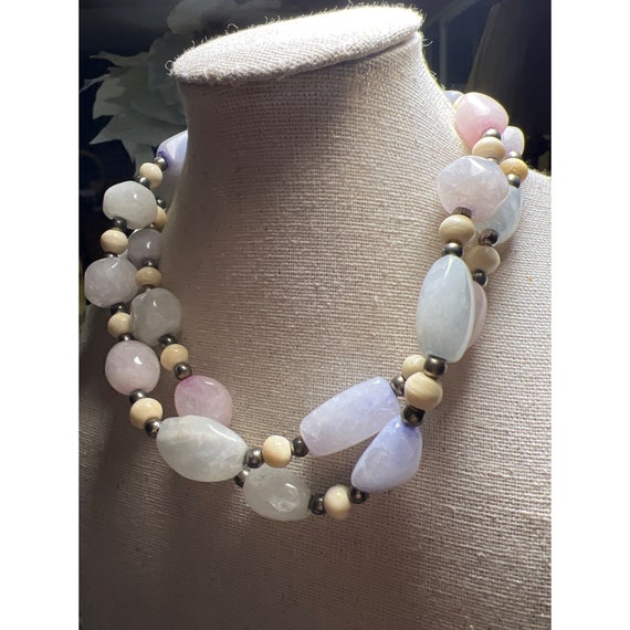 Pastel Quartz Bead Necklace --30" - Gem