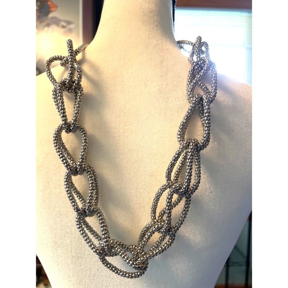 Statement Silver Loop Necklace - Gem