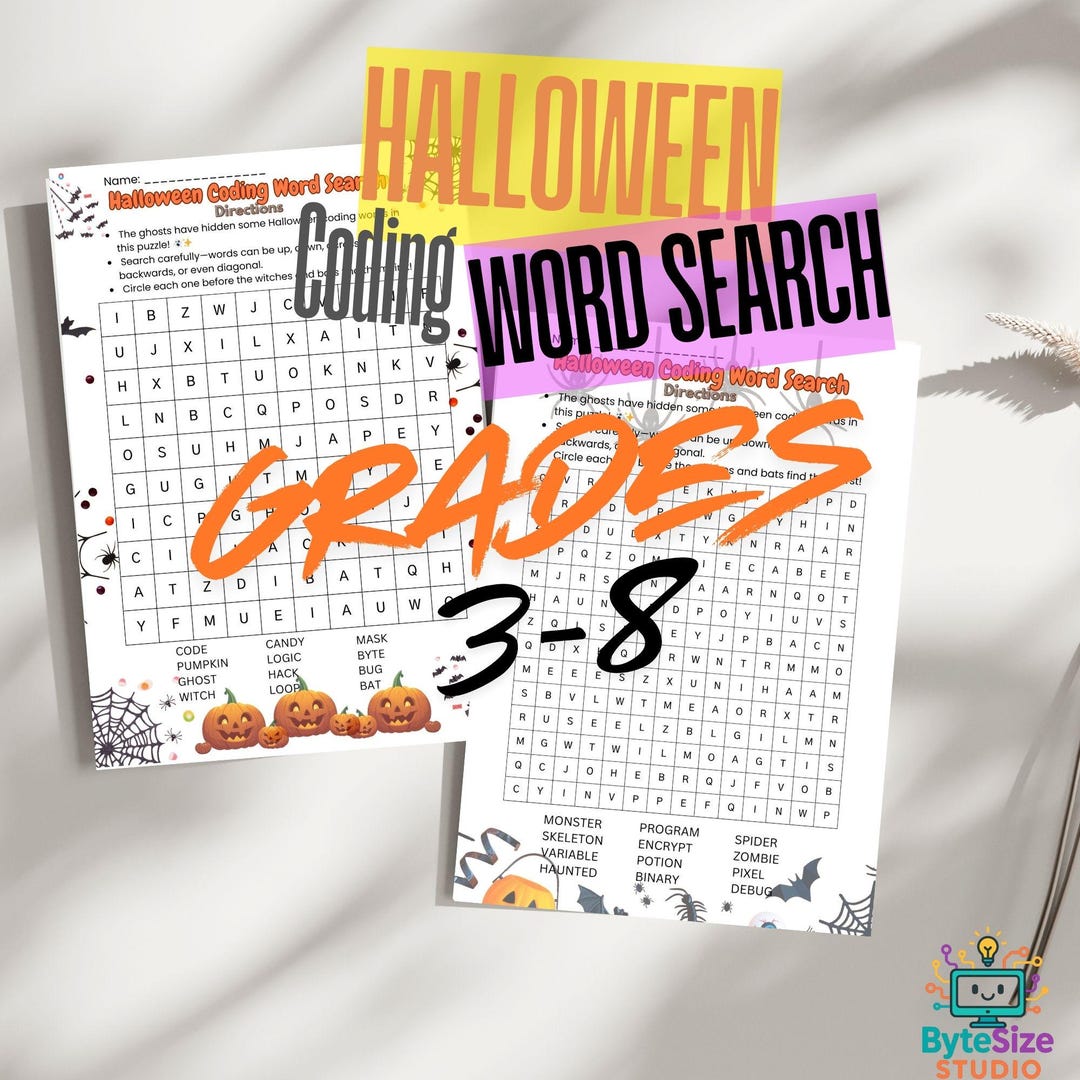 Halloween Coding Word Search Puzzle: STEM Activity, Grades 3-8 ...