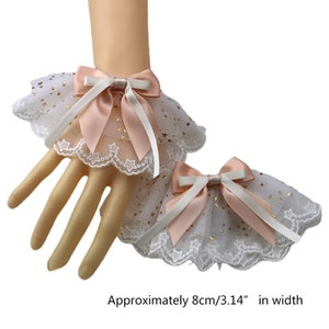 Japanese Wrist Cuffs Sweet Ruffled Lace Hand Sleeve, Sweet Girl Bowknot ...