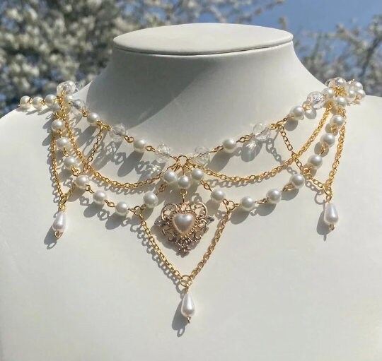 Handmade Fairy Core Heart Pearl Pendant Necklace Y2k Indie - Etsy Canada