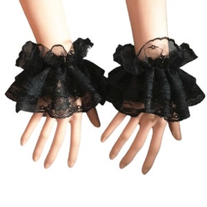 Japanese Wrist Cuffs Sweet Ruffled Lace Hand Sleeve, Sweet Girl Bowknot ...