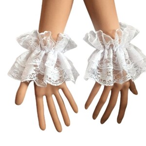 Japanese Wrist Cuffs Sweet Ruffled Lace Hand Sleeve, Sweet Girl Bowknot ...