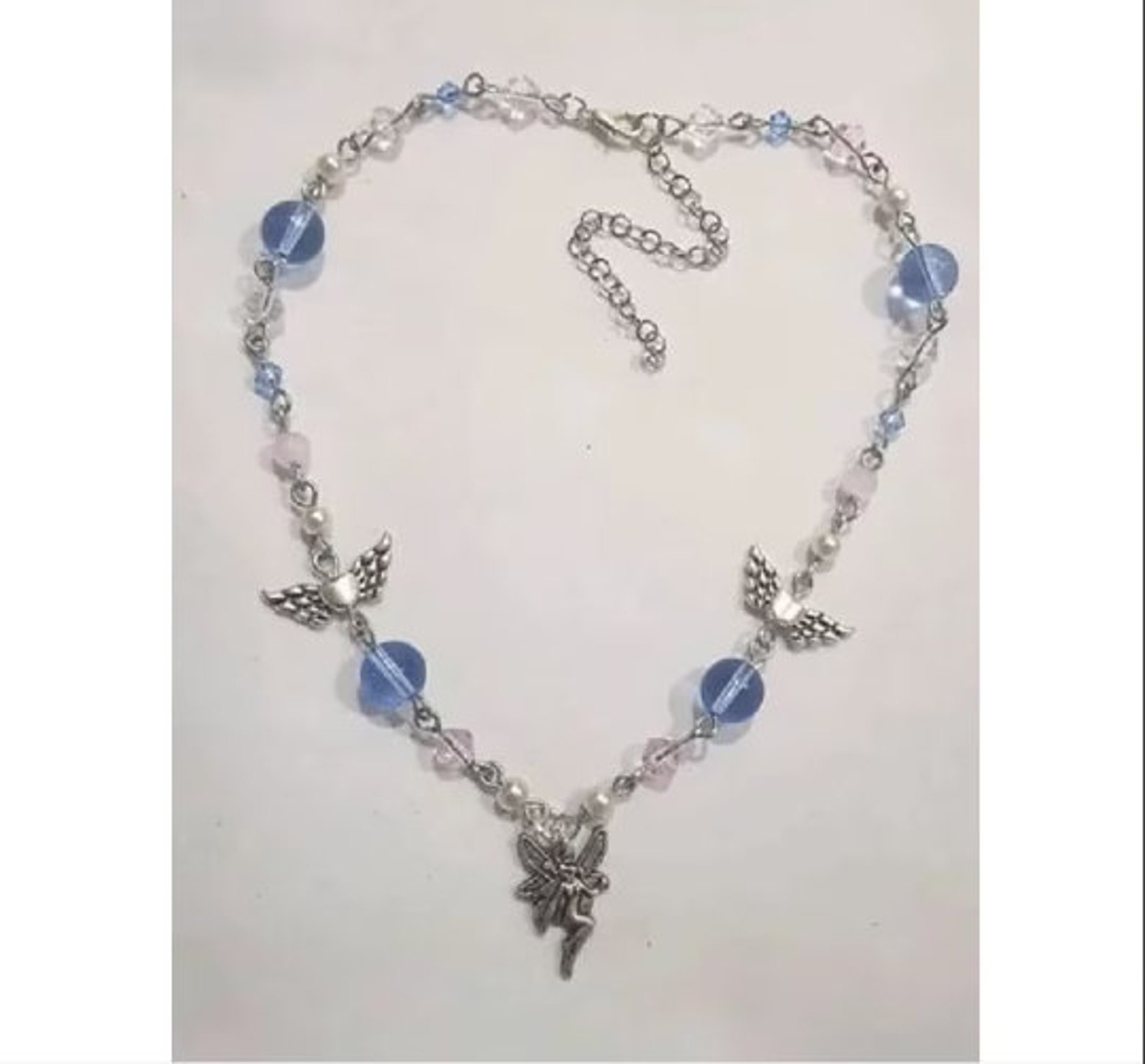 Blue Fairytail Angel Wings Beaded Necklace Y2K Jewelry Pixie - Etsy