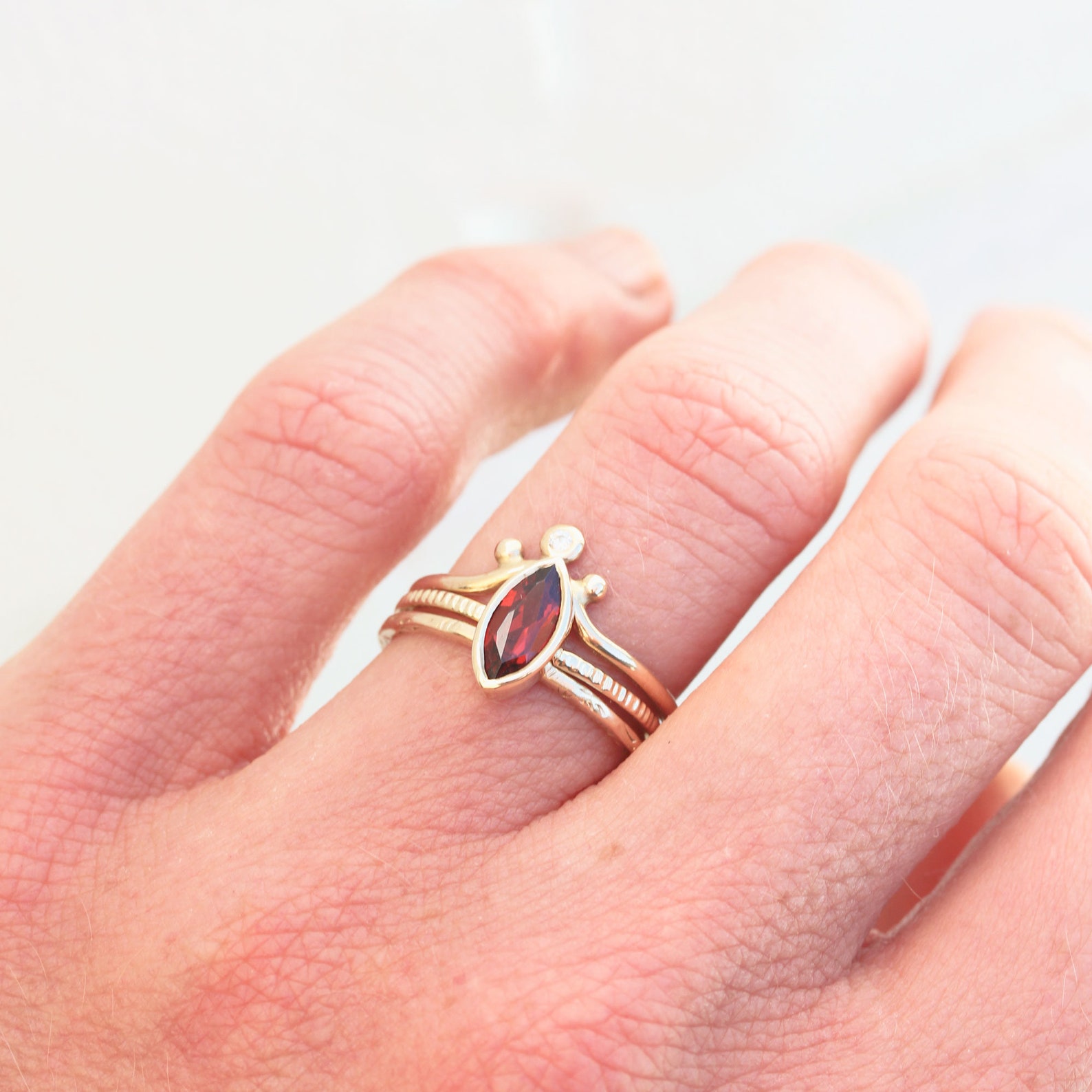 Marquise Garnet 14k Gold Ring January Birthstone Garnet - Etsy