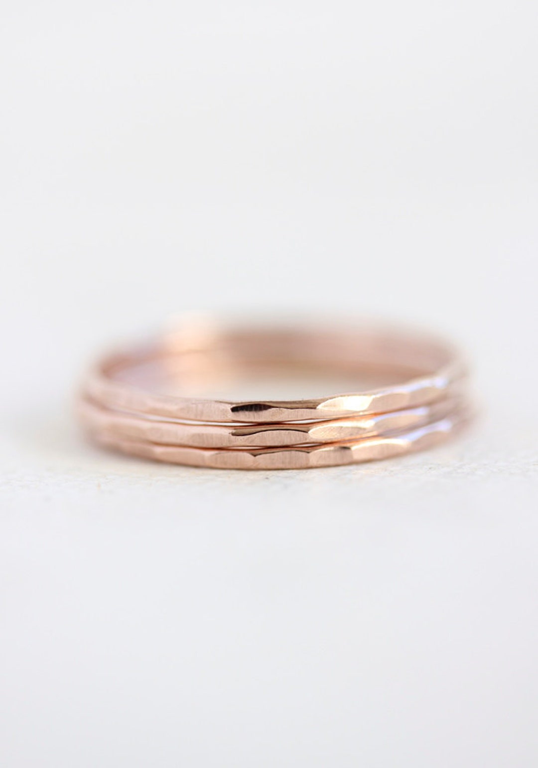 14k Rose Gold Stacking Rings, Thin Gold Band, Solid Rose Gold Band ...