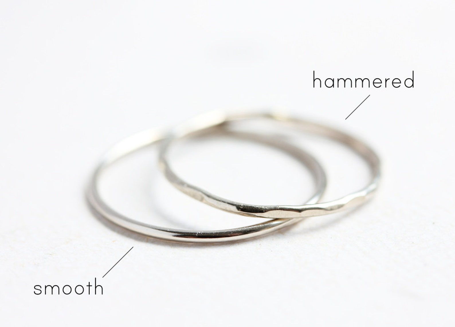 Solid 14k White Gold Stacking Ring Round Delicate Gold Band - Etsy