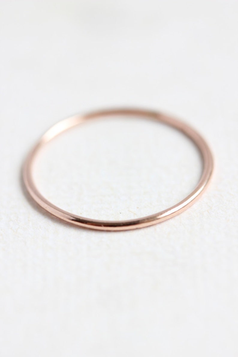 Rose gold ring solid 14k rose gold stacking ring delicate | Etsy