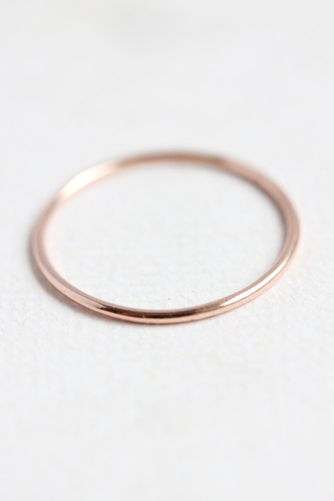 Rose gold ring solid 14k rose gold stacking ring delicate | Etsy