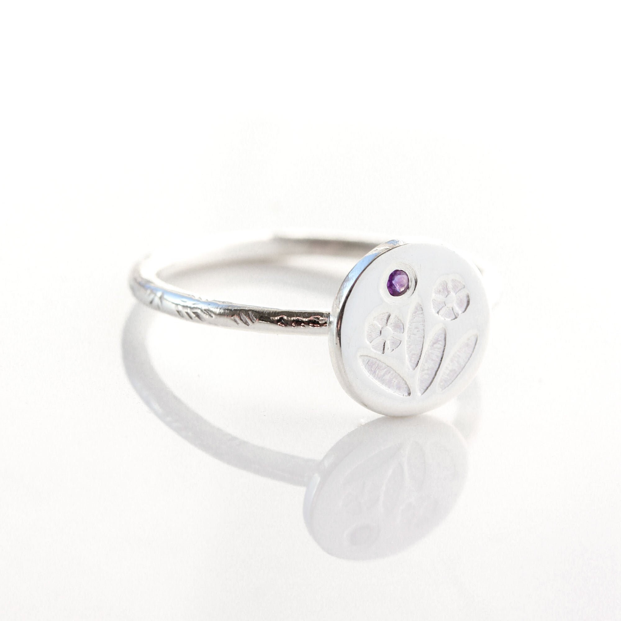 Sterling silver floral signet ring flower signet ring | Etsy