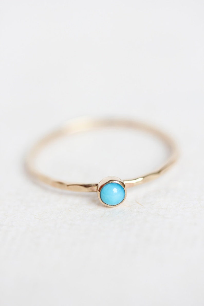 Turquoise Gold Ring Stackable Birthstone Ring 14k Gold - Etsy