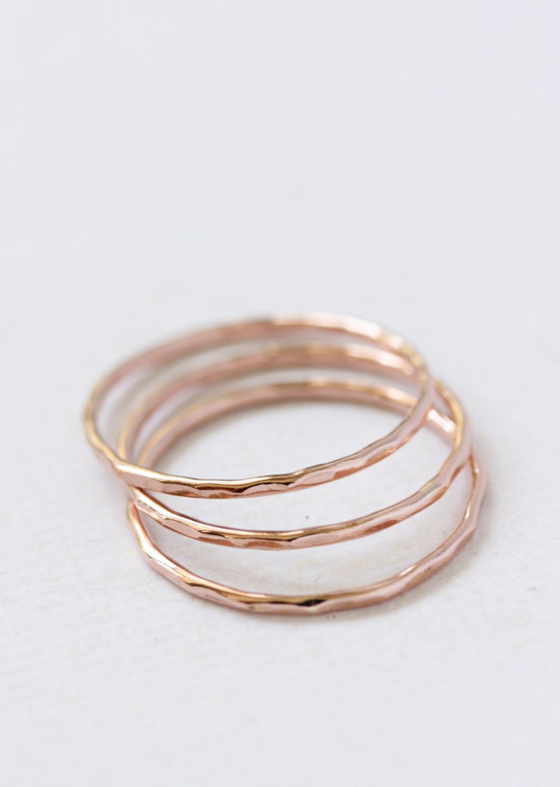 14k Rose Gold Stacking Rings Thin Gold Band Solid Rose Gold - Etsy
