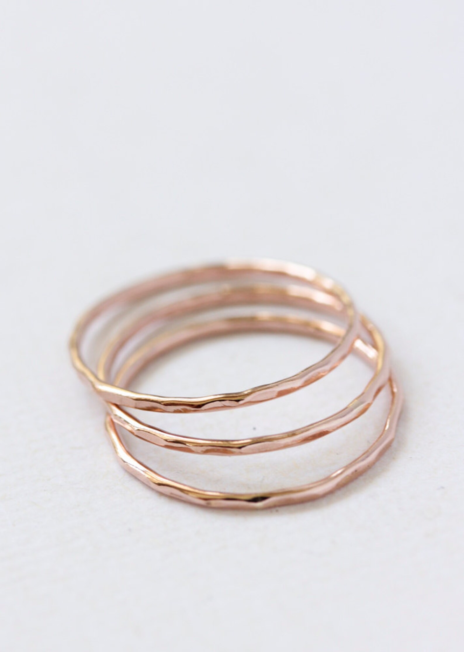 14k Rose Gold Stacking Rings Thin Gold Band Solid Rose Gold - Etsy