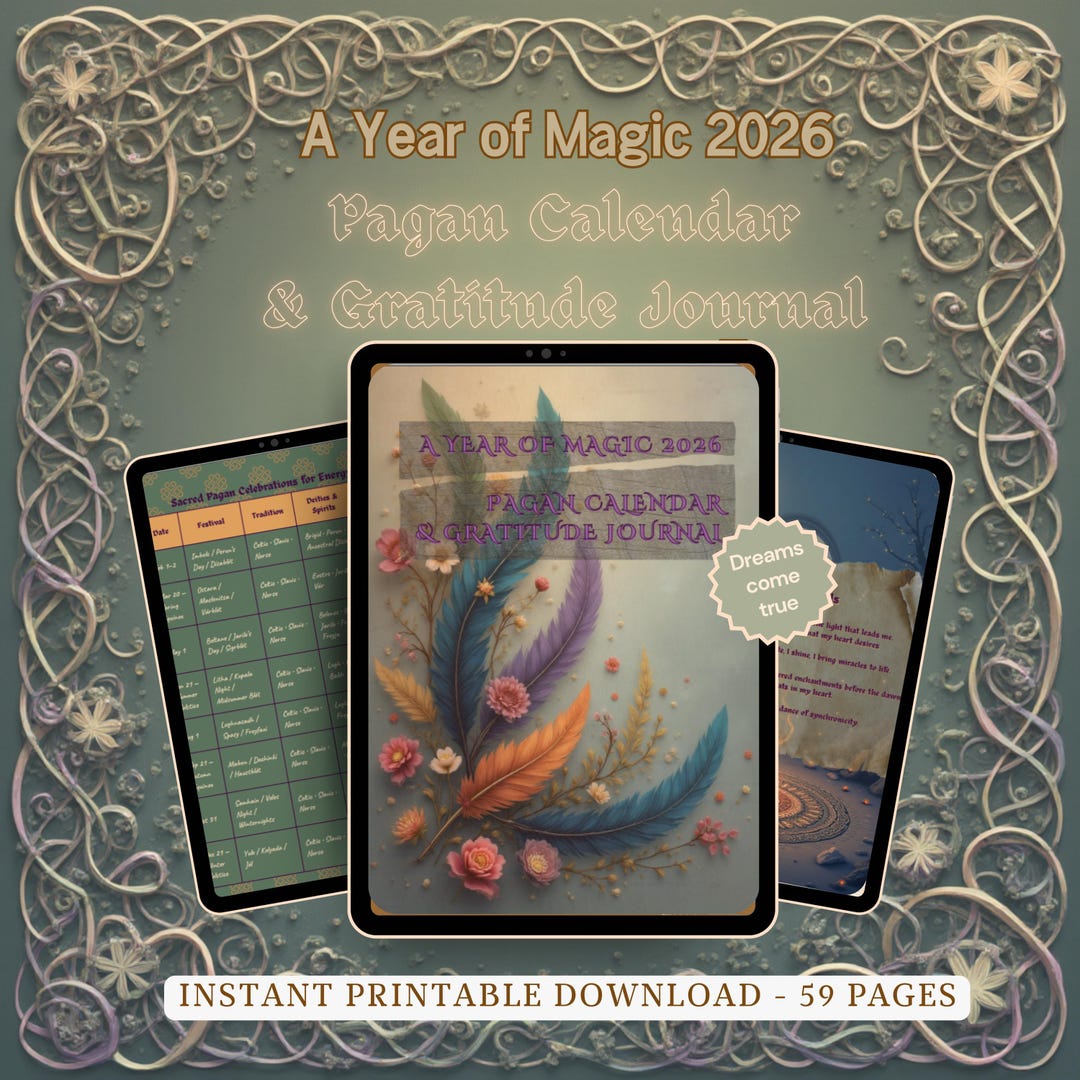 Witchy Manifestation Journal 2026 | Pagan & Moon Calendar | Digital ...