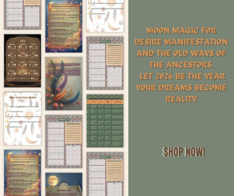 Witchy Manifestation Journal 2026 | Pagan & Moon Calendar | Digital ...