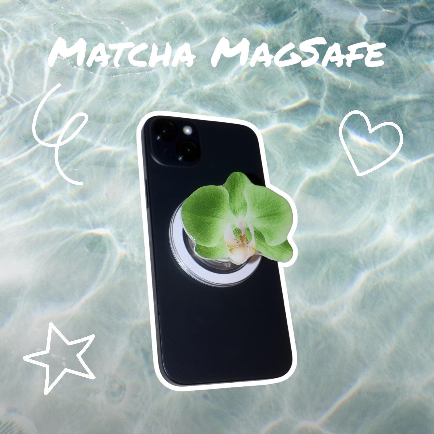 Matcha Green Orchid Magsafe Phone Grip: Magnetic Floral Phone and ...