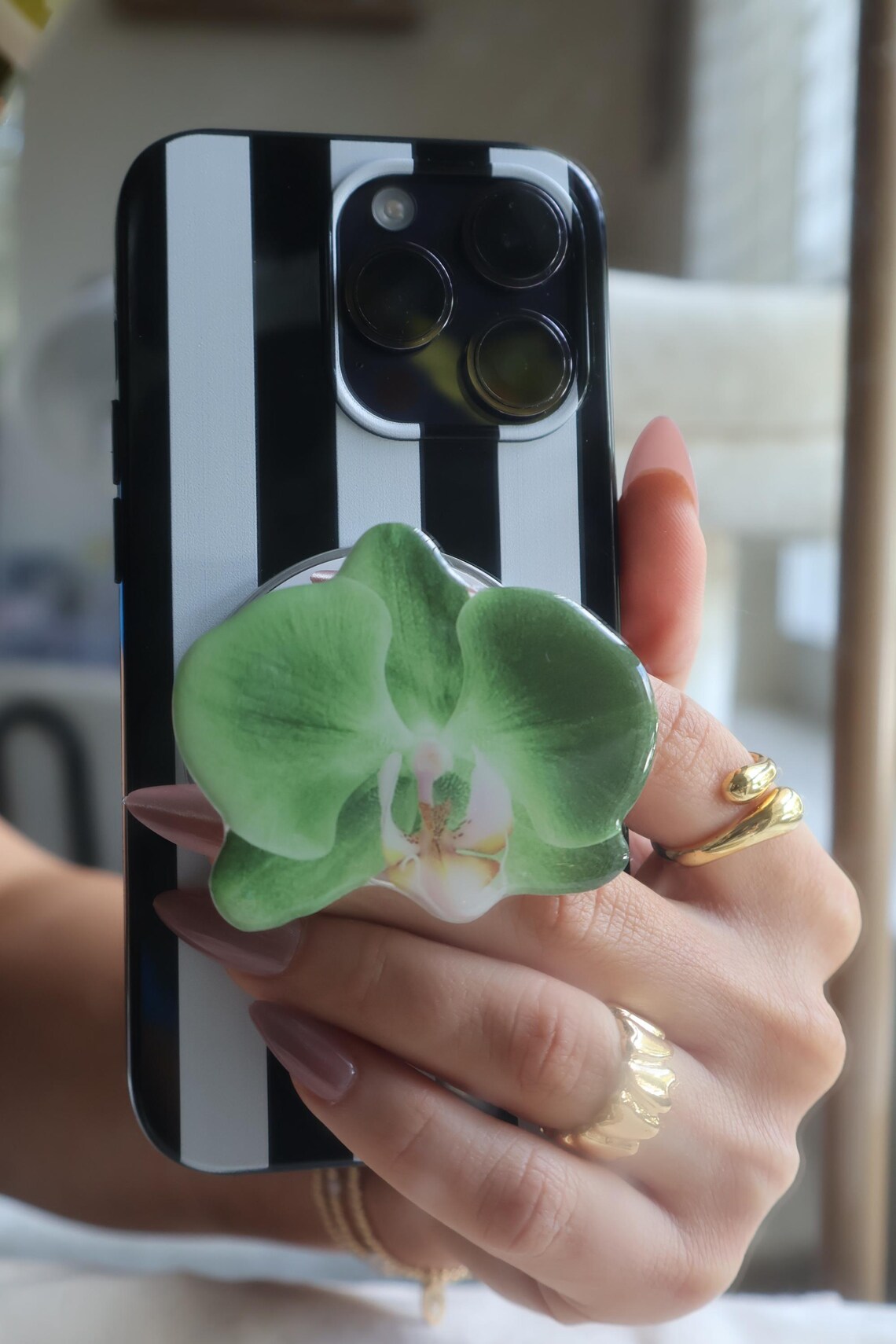 Matcha Green Orchid Magsafe Phone Grip: Magnetic Floral Phone and ...