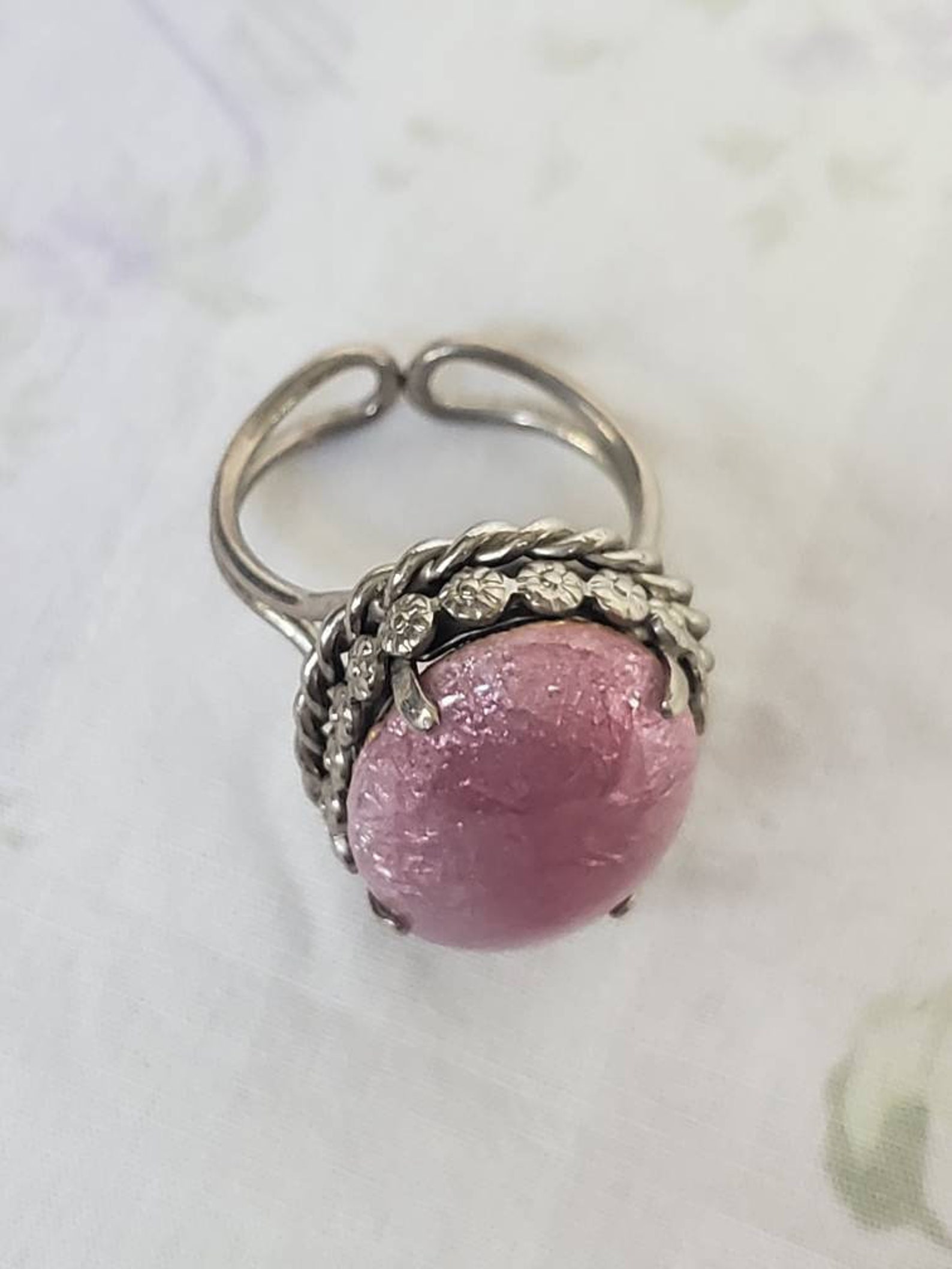 Victorian Special Pink Oval Stone Silver Ring Adjustable - Etsy