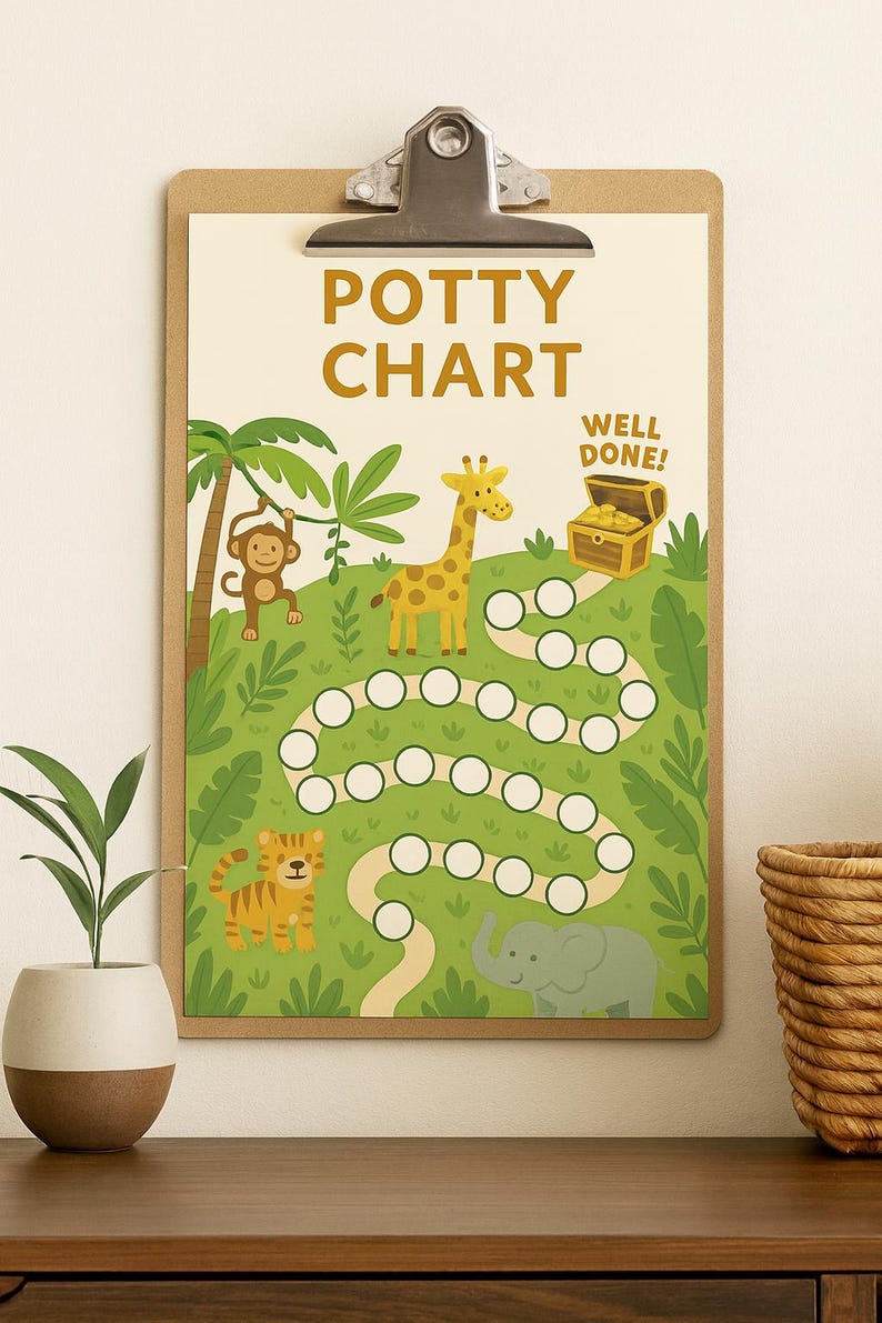Printable Toilet Potty Training Chart for Kids – Jungle Animals ...