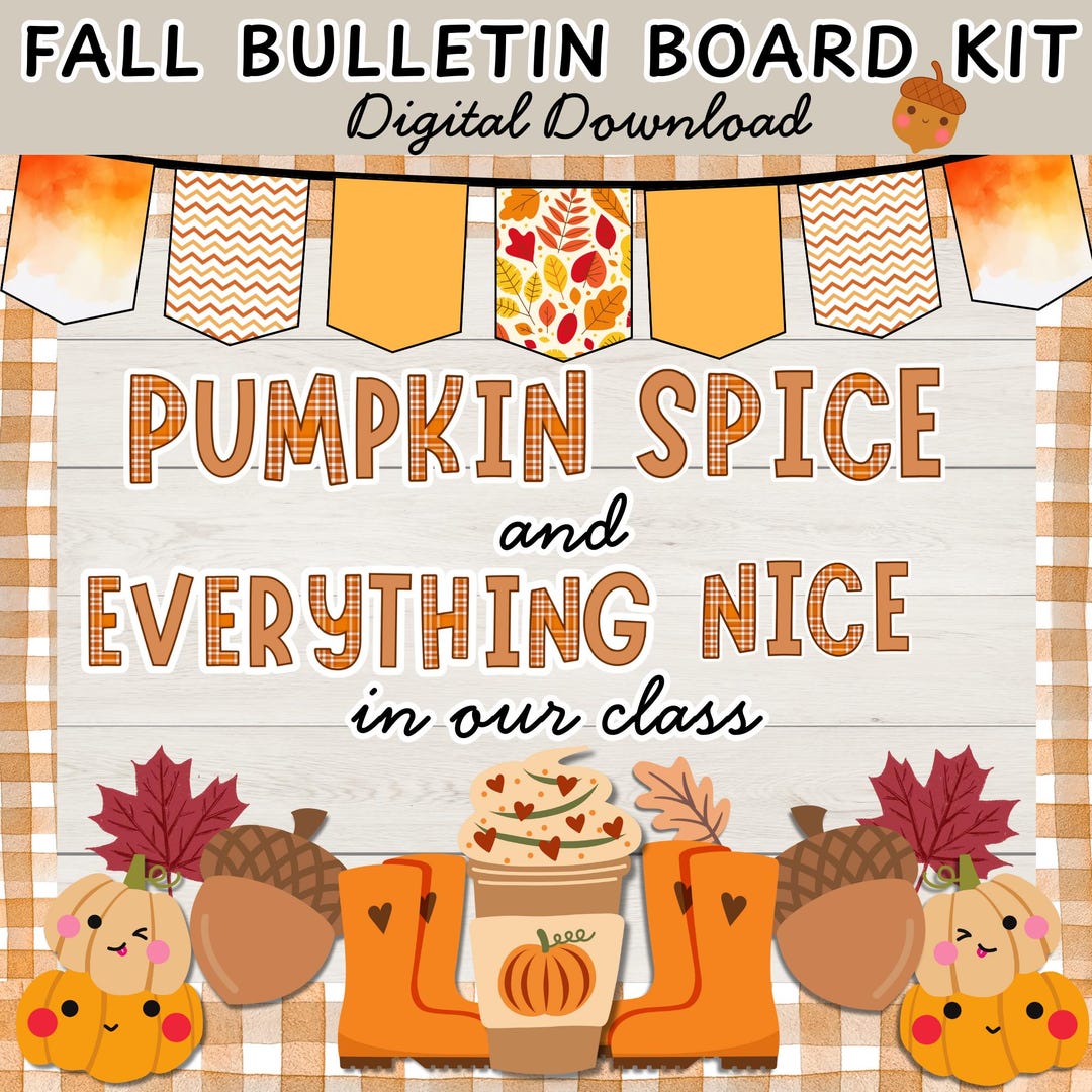 Fall Bulletin Board Kit , Autumn Classroom Decor, Pumpkin Spice ...