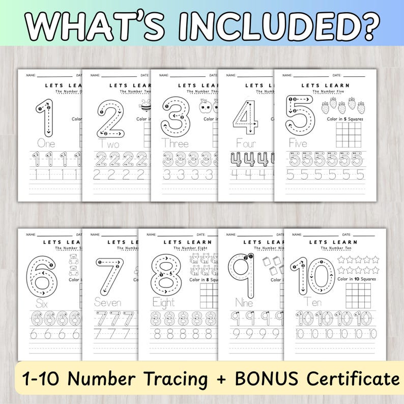 Large Number Tracing Worksheets 1-10 | Printable Number Formation ...