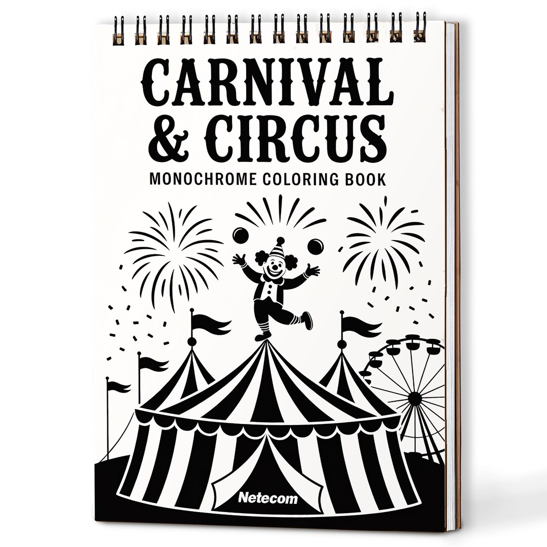 Carnival & Circus Handmade Wooden Coloring Book A5 – 30 Minimalist ...