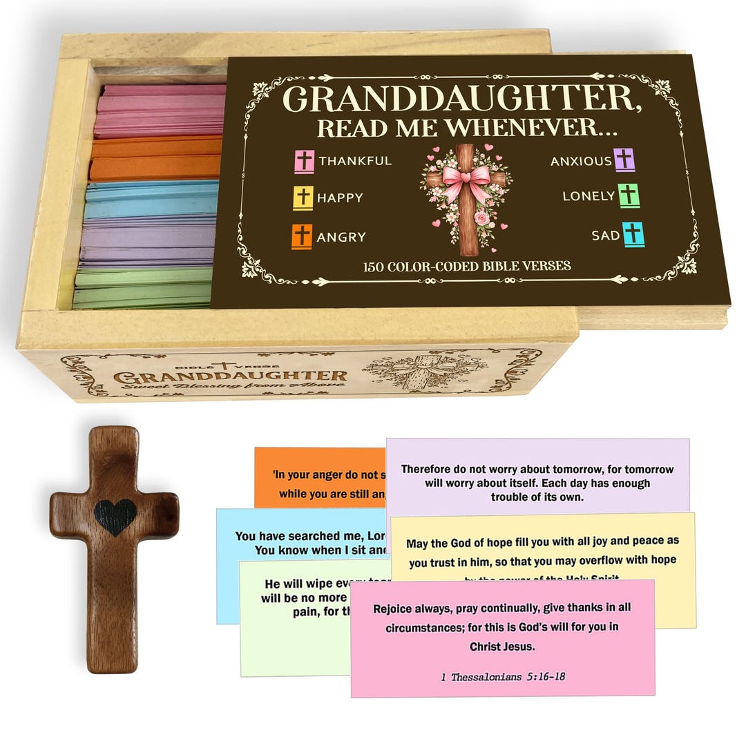 Granddaughter Bible Verse Box, Handmade Wooden Christian Gift With ...