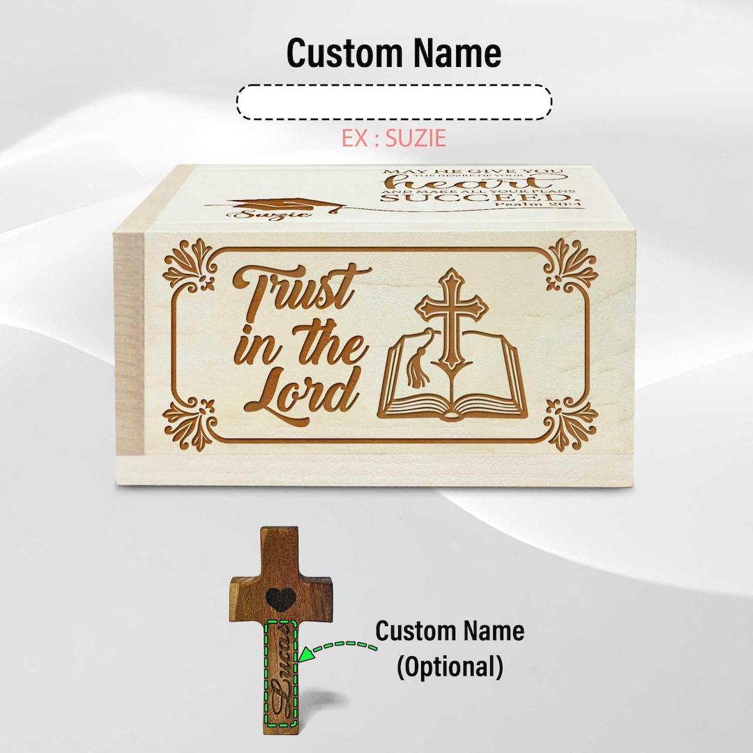Personalized Wooden Prayer Box, Custom Name Engraved Faith Keepsake ...