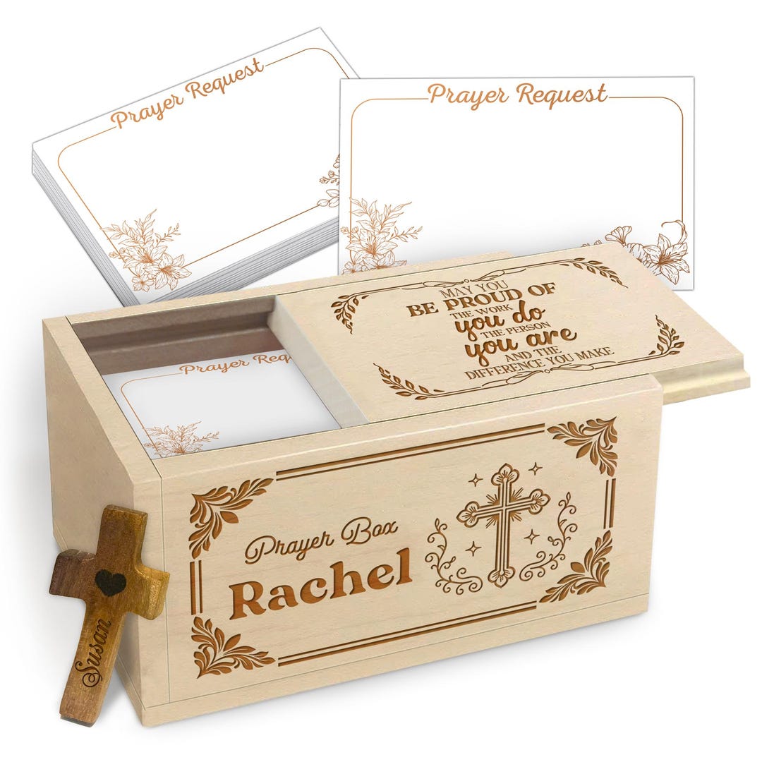 Personalized Prayer Box Engraved Name, Wooden Christian Gift of ...